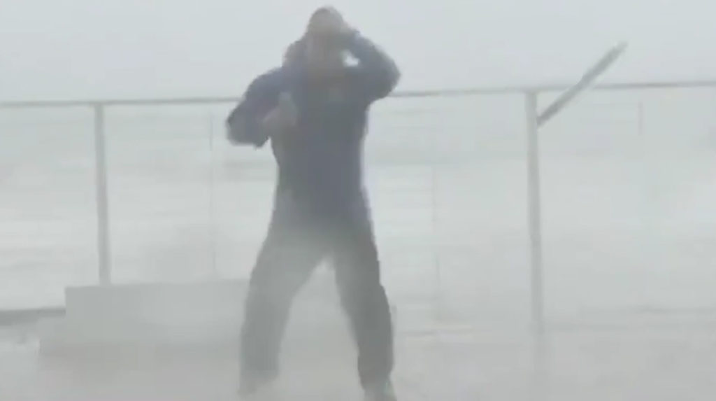 Watch: American Weatherman In Hurricane Nearly Ruined By Flying Wood ...